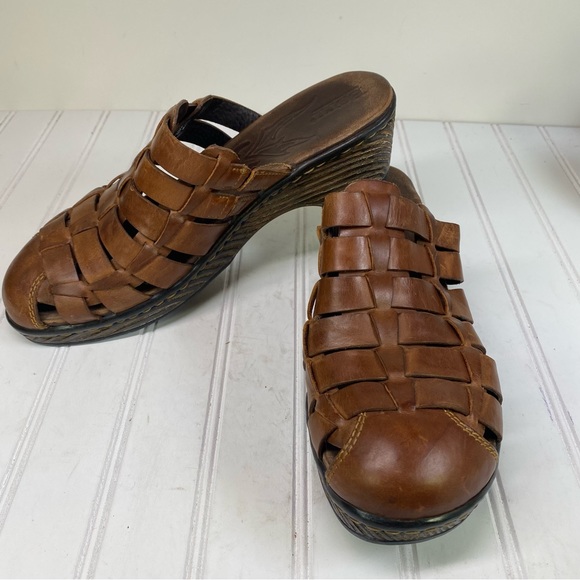 Born | Shoes | Born Brown Leather Woven Clogs | Poshmark
